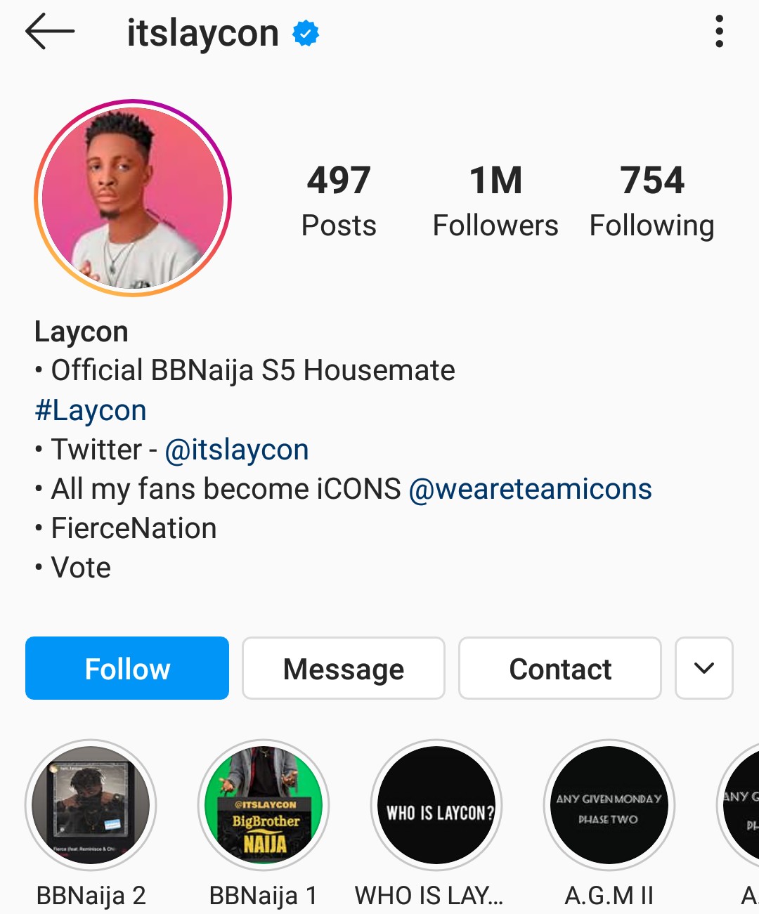 Laycon Becomes the first to Hit 1 Million Instagram Followers while in ...