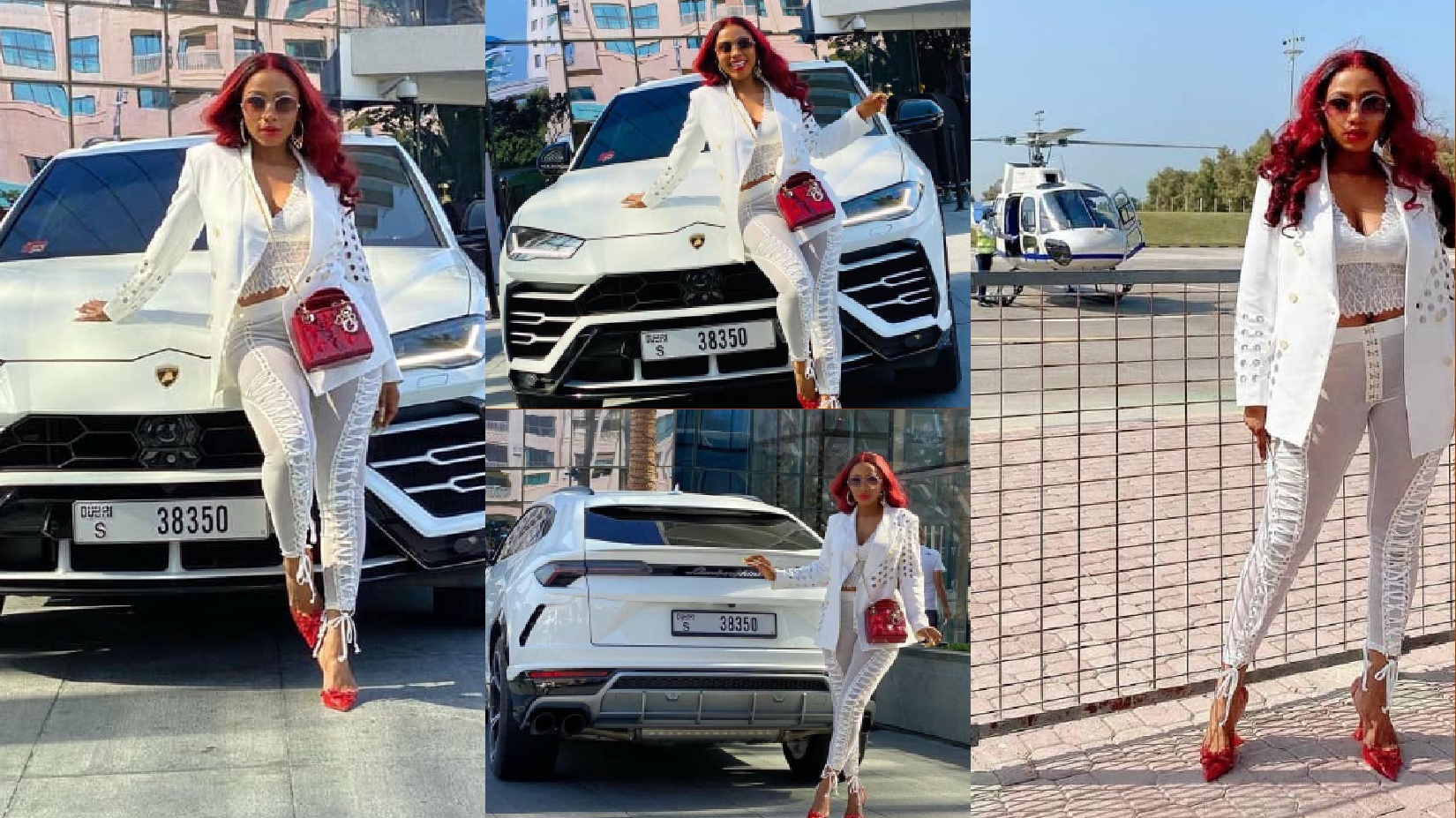 “All White Lambo” Mercy Eke says as she Strikes a Pose with a White ...
