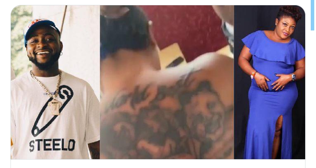 Davido reacts as lady tattoos his face and that of all his children on ...