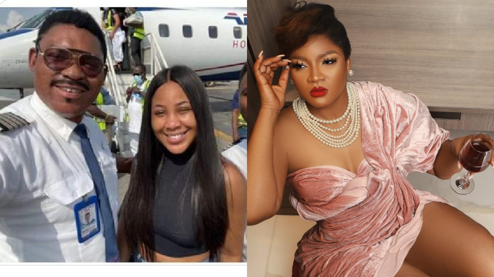 Erica Strikes A Pose With Omotolas Husband Captain Ekeinde Who Was